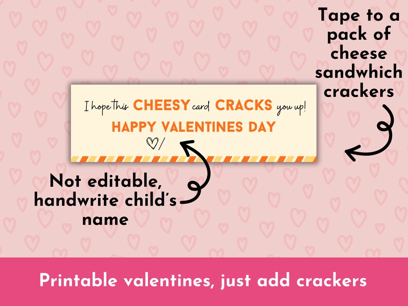 Printable Cheese Cracker Valentines Cards | Punny Sandwich Crackers Kid ...