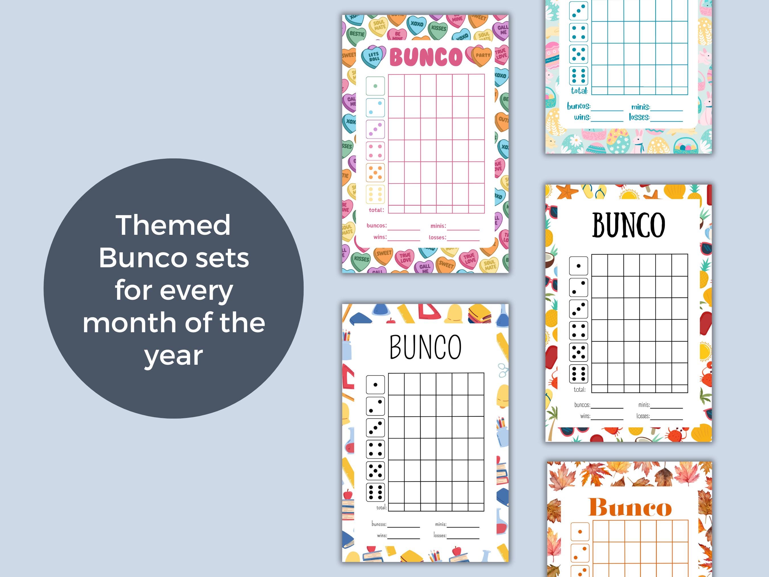Year of Bunco | 14 Bunco Sets | Printable Seasonal Bunco Scorecards ...