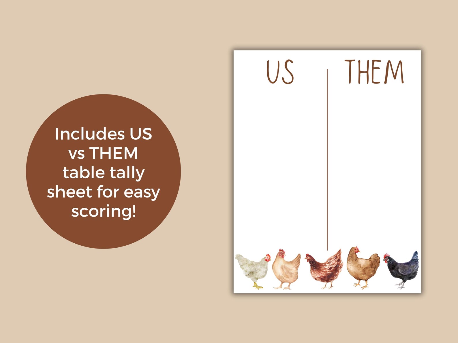 Printable Chicken Bunco Score Sheets | Summer Fall Farm Animals Bunco ...