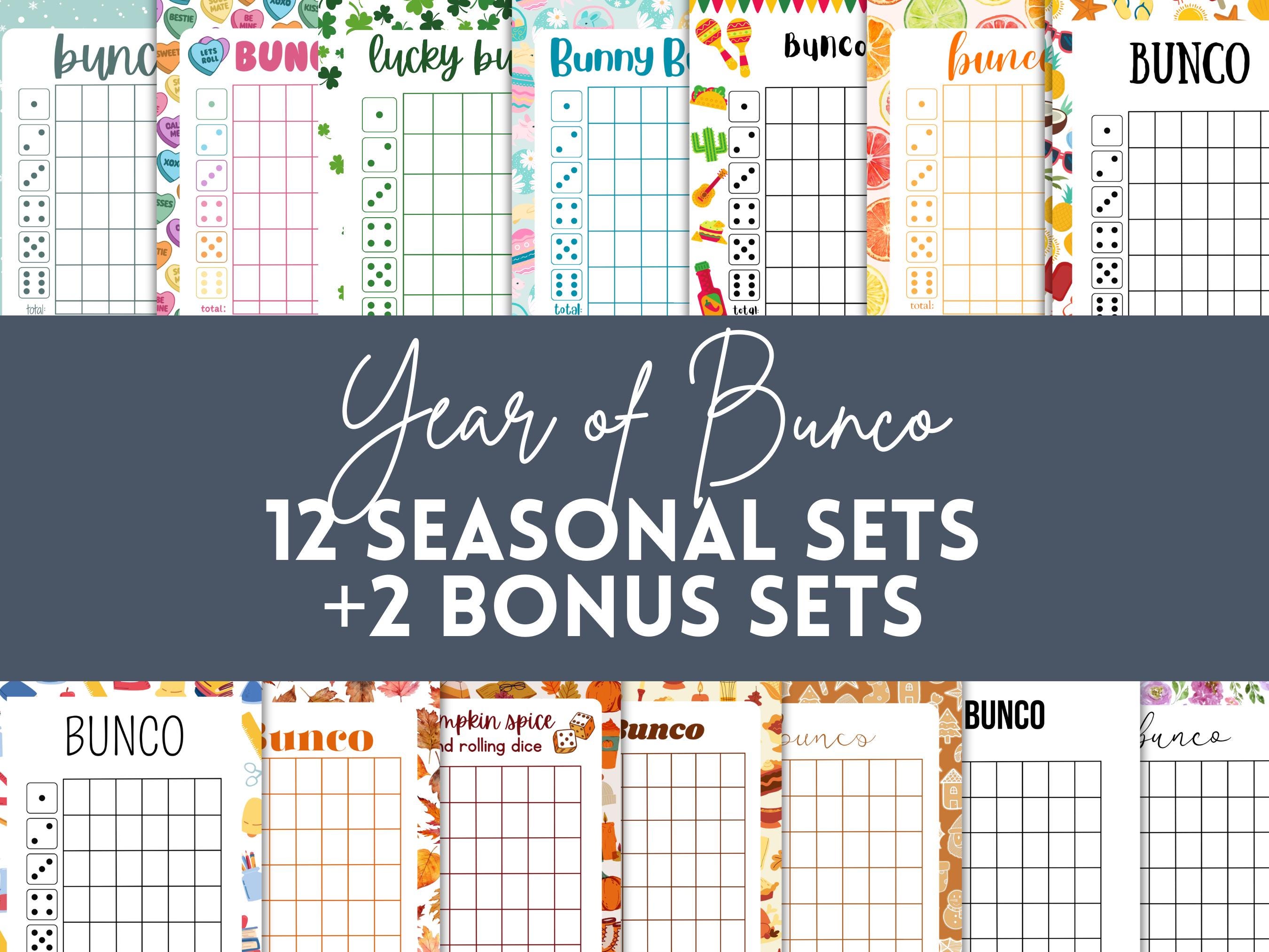 Year of Bunco | 14 Bunco Sets | Printable Seasonal Bunco Scorecards ...