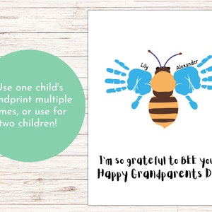 Grandparents Day Printable Handprint Bee Craft for One or Two Children ...