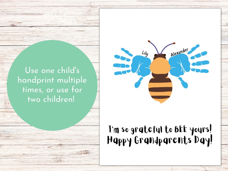 Grandparents Day Printable Handprint Bee Craft for One or Two Children ...