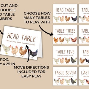 Printable Chicken Bunco Score Sheets | Summer Fall Farm Animals Bunco ...
