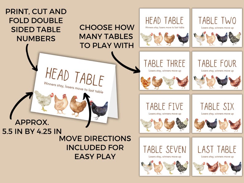 Printable Chicken Bunco Score Sheets | Summer Fall Farm Animals Bunco ...
