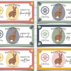 Easter Bunny Money Printable Easter Egg Fillers | Easter Coupons | Non ...