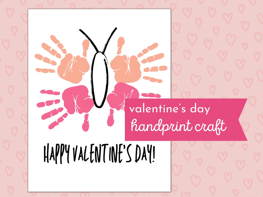 Valentine's Day Printable Handprint Butterfly Craft for Multiple Kids ...