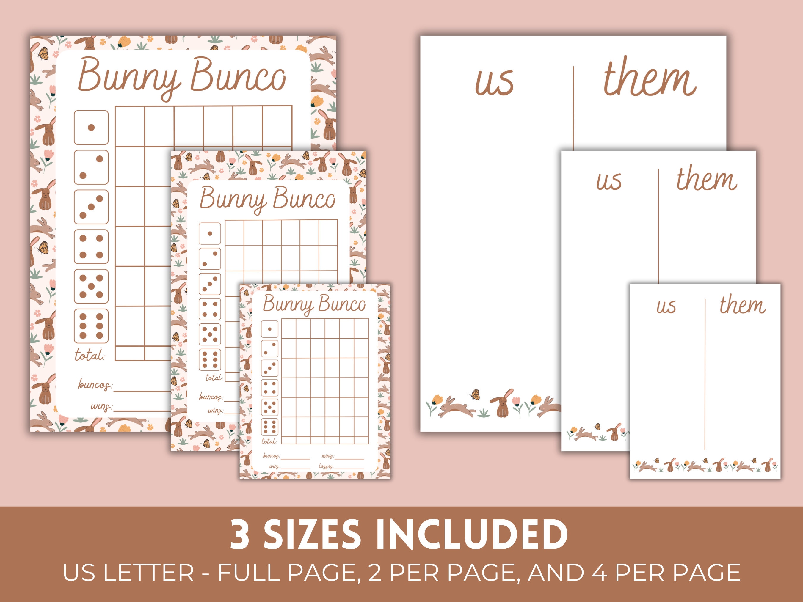 Printable Easter Bunny Bunco Score Sheets | Spring Easter March April ...