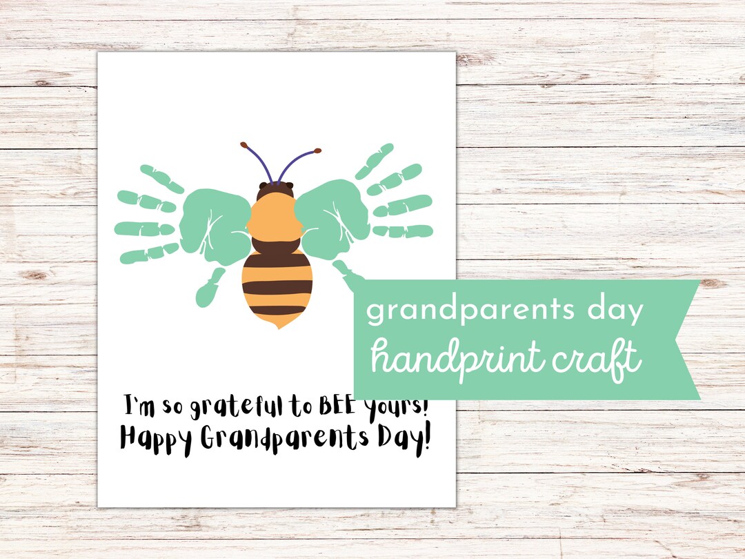 Grandparents Day Printable Handprint Bee Craft for One or Two Children ...