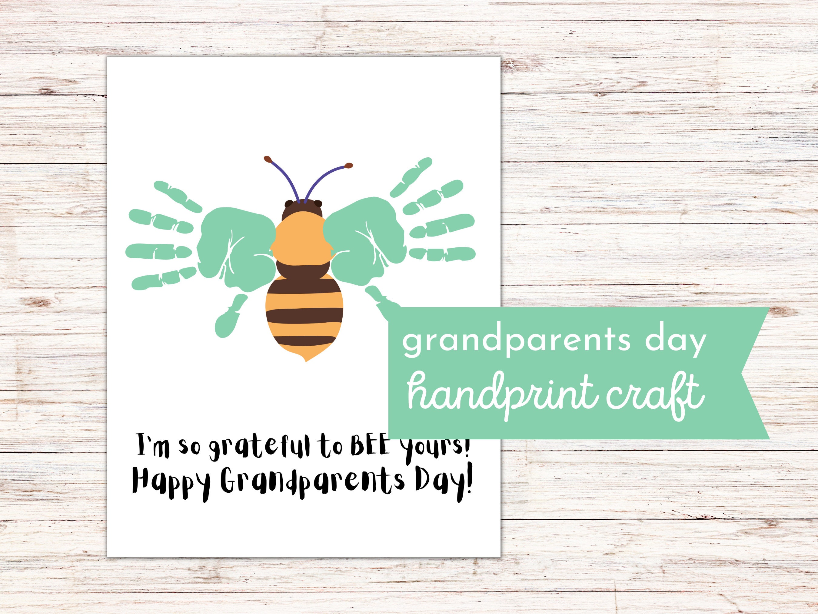 Grandparents Day Printable Handprint Bee Craft for One or Two Children ...