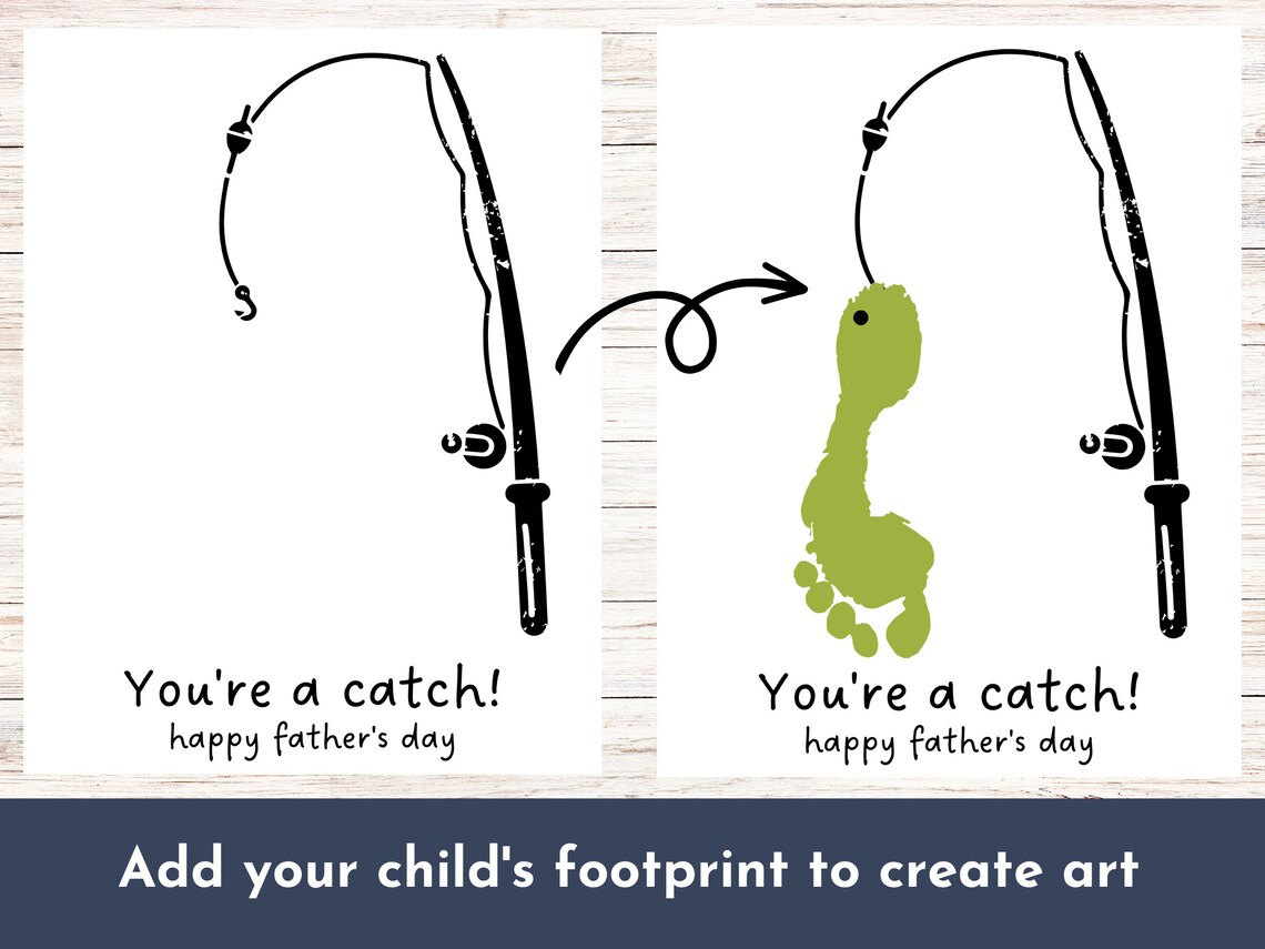 Father's Day Printable Fish Footprint Craft for Kids & Babies | Fishing ...