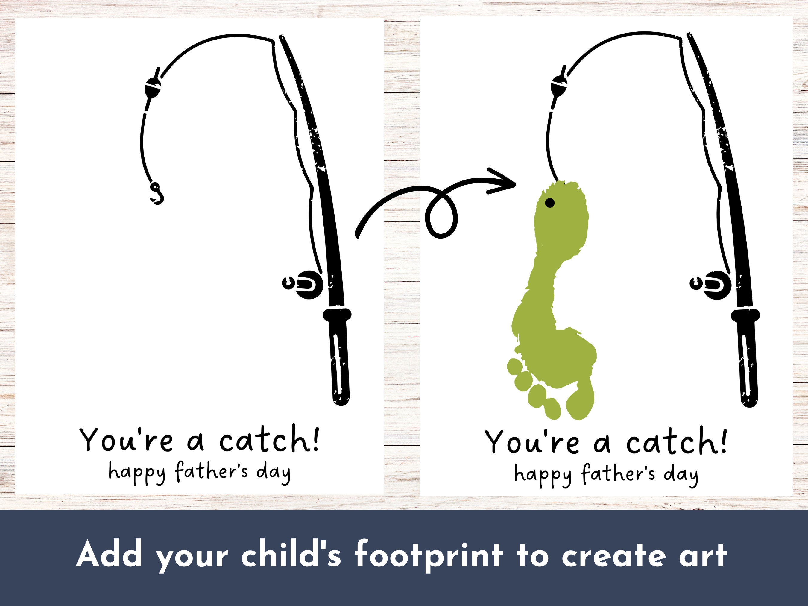 Father's Day Printable Fish Footprint Craft for Kids & Babies | Fishing ...