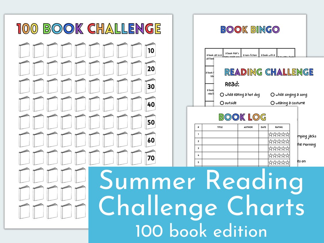 Summer Reading Chart | 100 Book Reading Challenge | Summer Reading Log ...