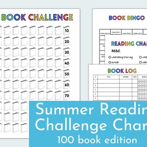 Summer Reading Chart | 100 Book Reading Challenge | Summer Reading Log ...