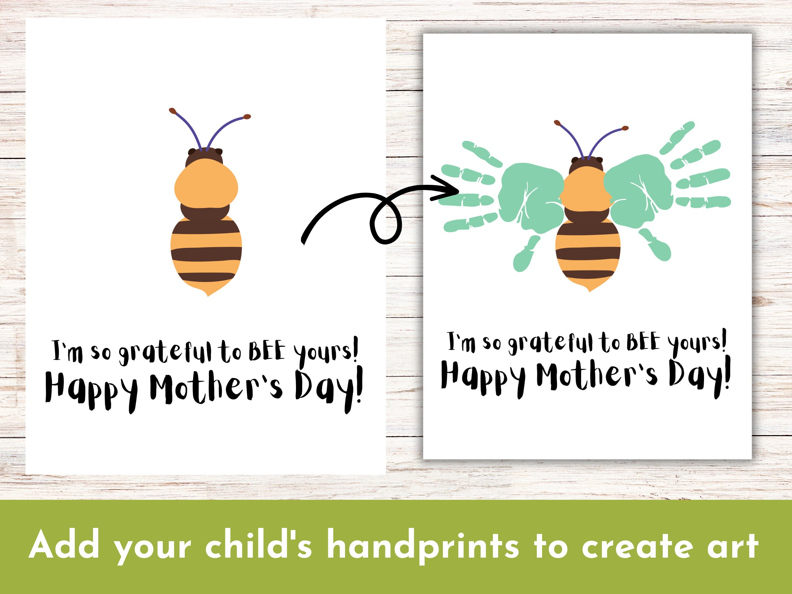 Mother's Day Printable Handprint Craft for Kids and Babies Bee DIY Gift ...