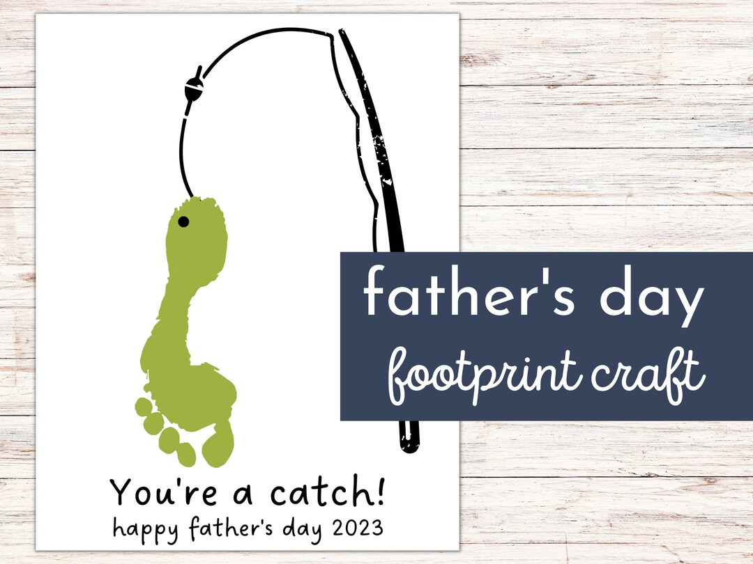 Father's Day Printable Fish Footprint Craft for Kids & Babies Fishing ...