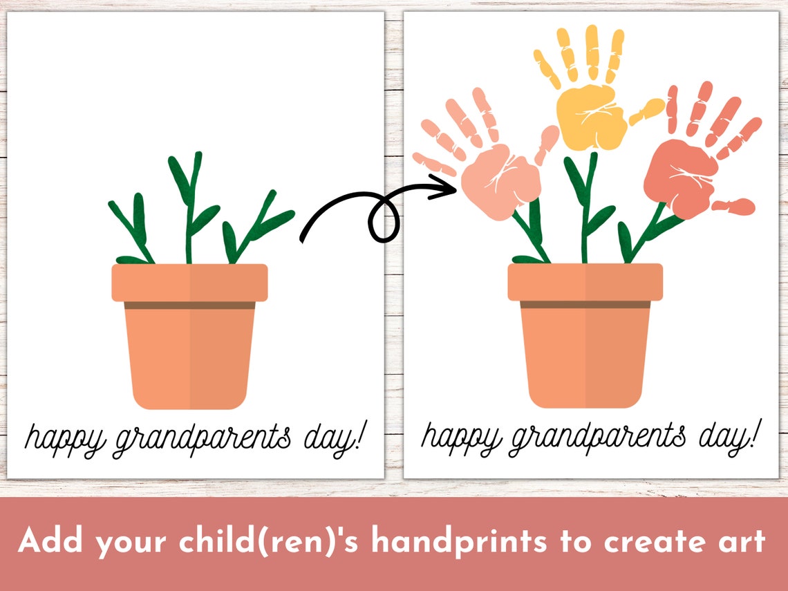Grandparents Day Printable Handprint Flower Pot Craft for Multiple ...