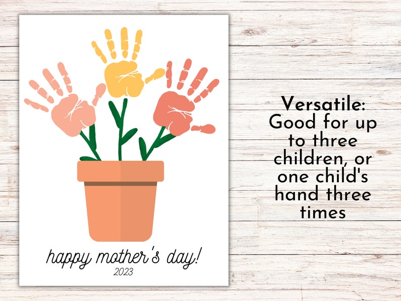Mother's Day Printable Handprint Flower Pot Craft for - Etsy