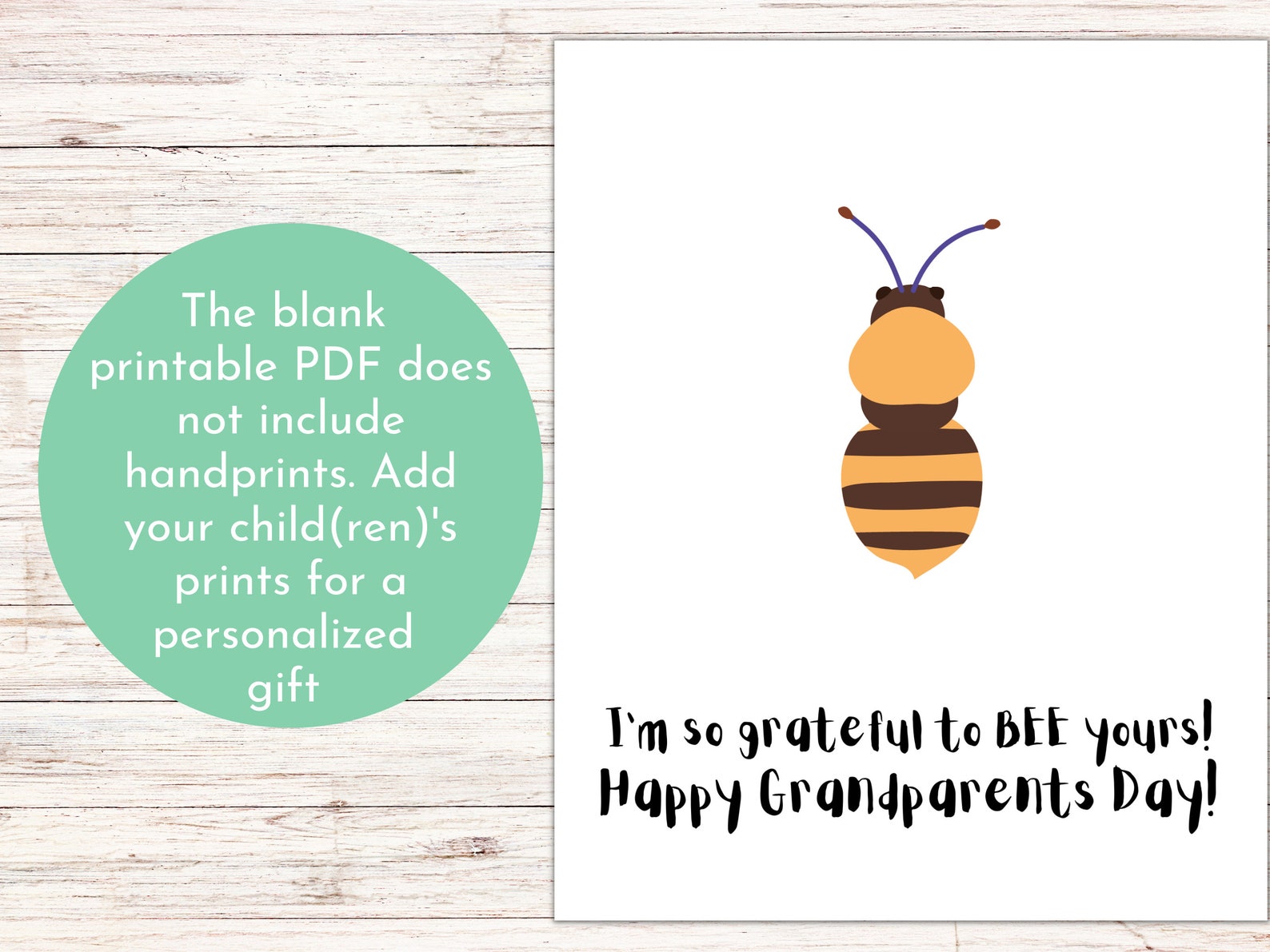Grandparents Day Printable Handprint Bee Craft for One or Two Children ...