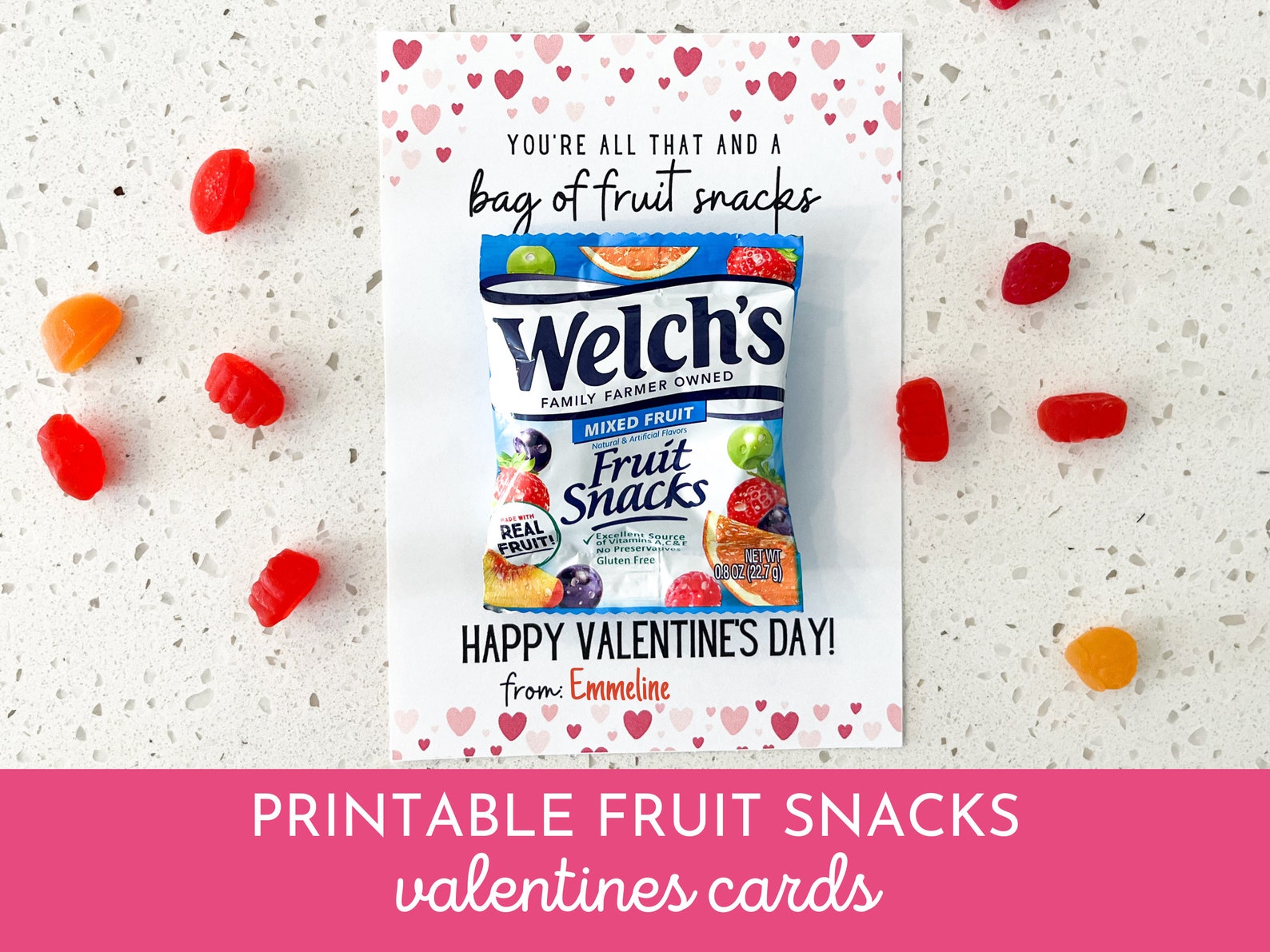 Printable Fruit Snack Valentines Cards "all That and a Bag of Fruit ...