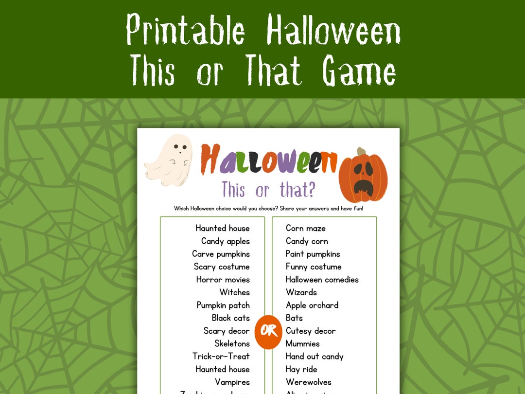 Printable Halloween This or That Game | Digital Download Halloween Get ...