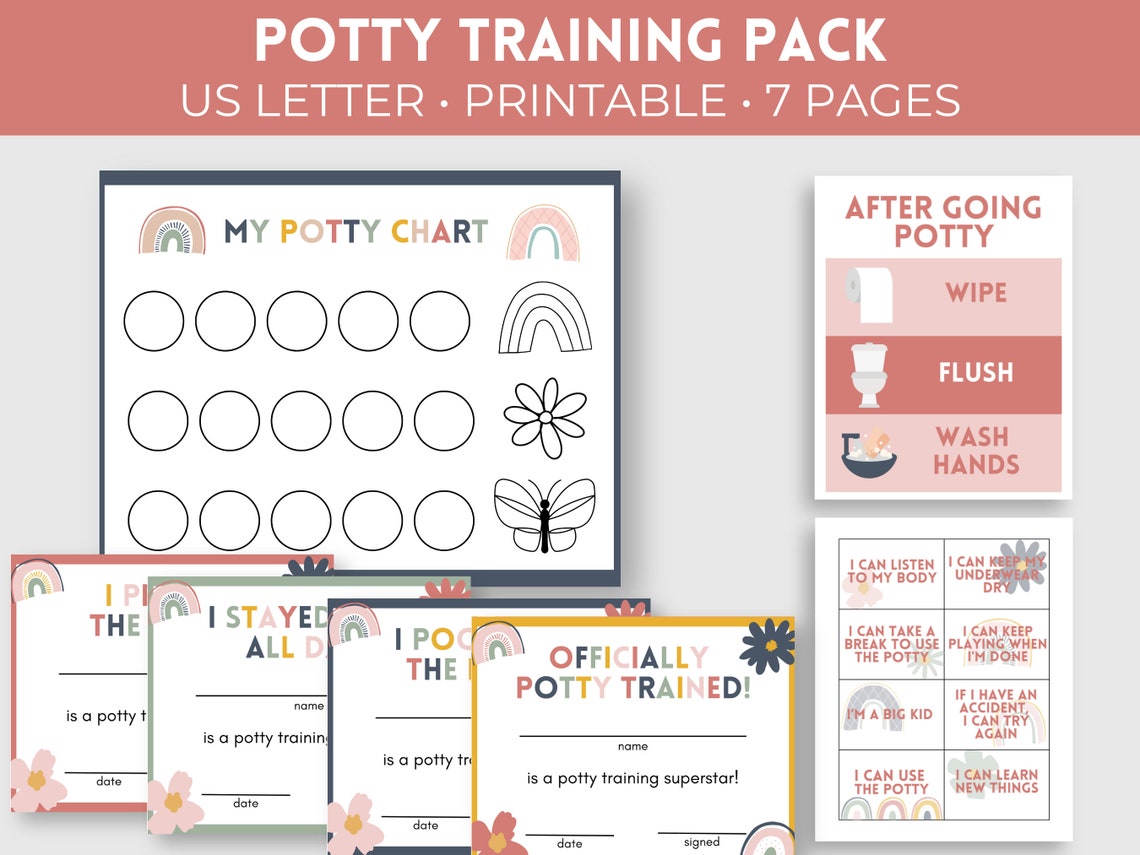 Rainbow Potty Training Printable Pack Potty Training Chart for Girls ...