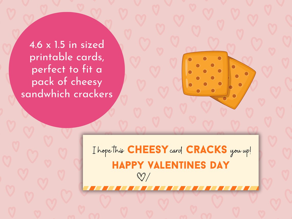 Printable Cheese Cracker Valentines Cards | Punny Sandwich Crackers Kid ...