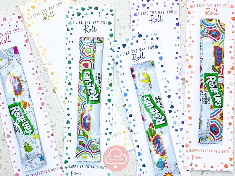 Printable Fruit Roll-up Valentines, "i Like the Way You Roll", Kid's ...