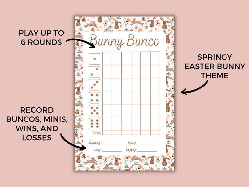 Printable Easter Bunny Bunco Score Sheets | Spring Easter March April ...