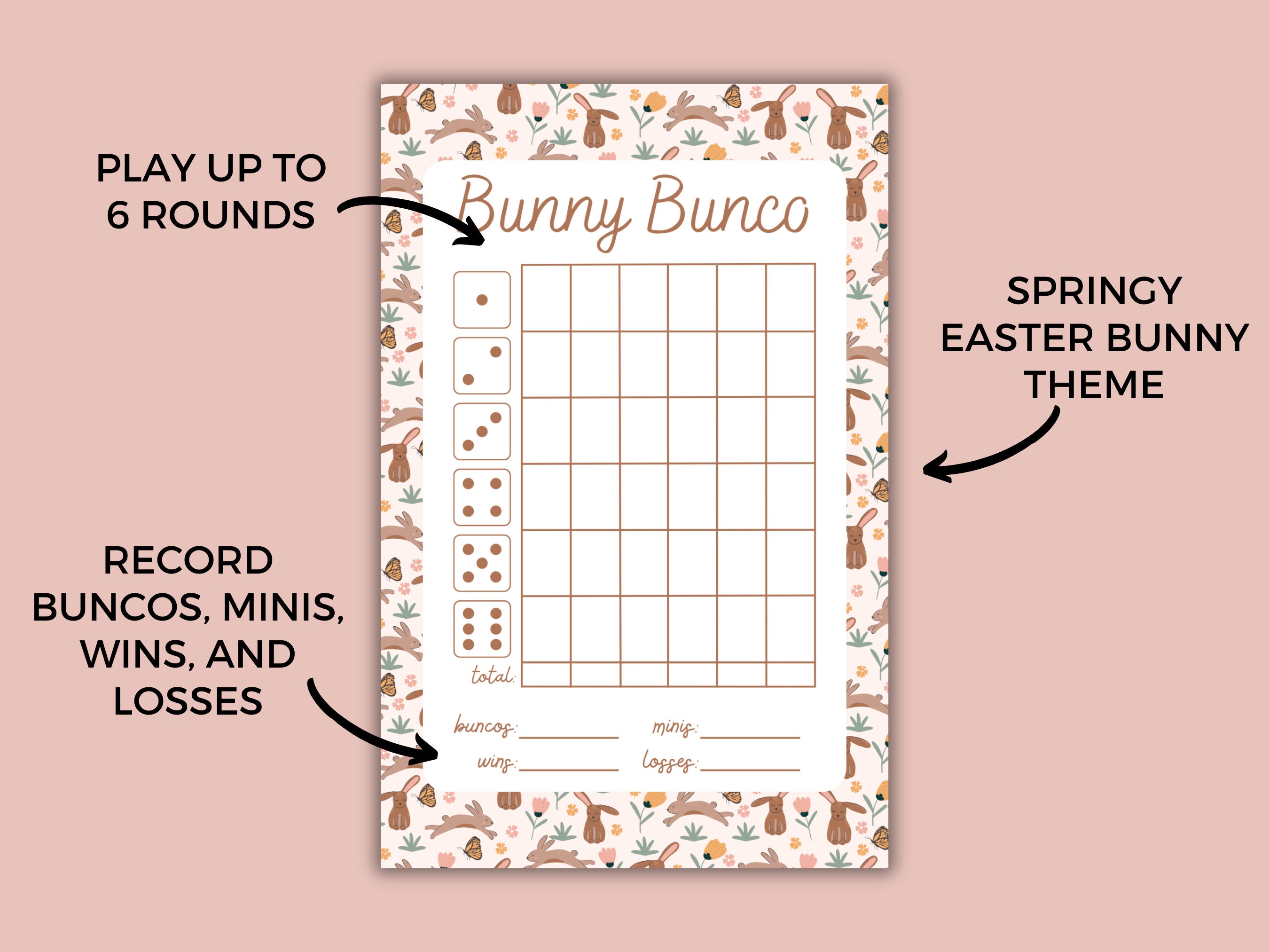 Printable Easter Bunny Bunco Score Sheets | Spring Easter March April ...