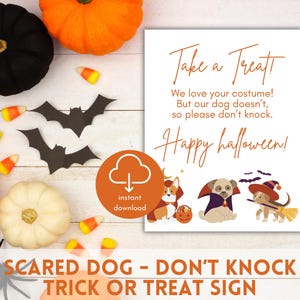 Halloween Trick or Treat Dog Door Sign Printable | Don't Knock for ...