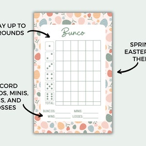 Printable Easter Egg Bunco Score Sheets | Easter March April Bunco Set ...