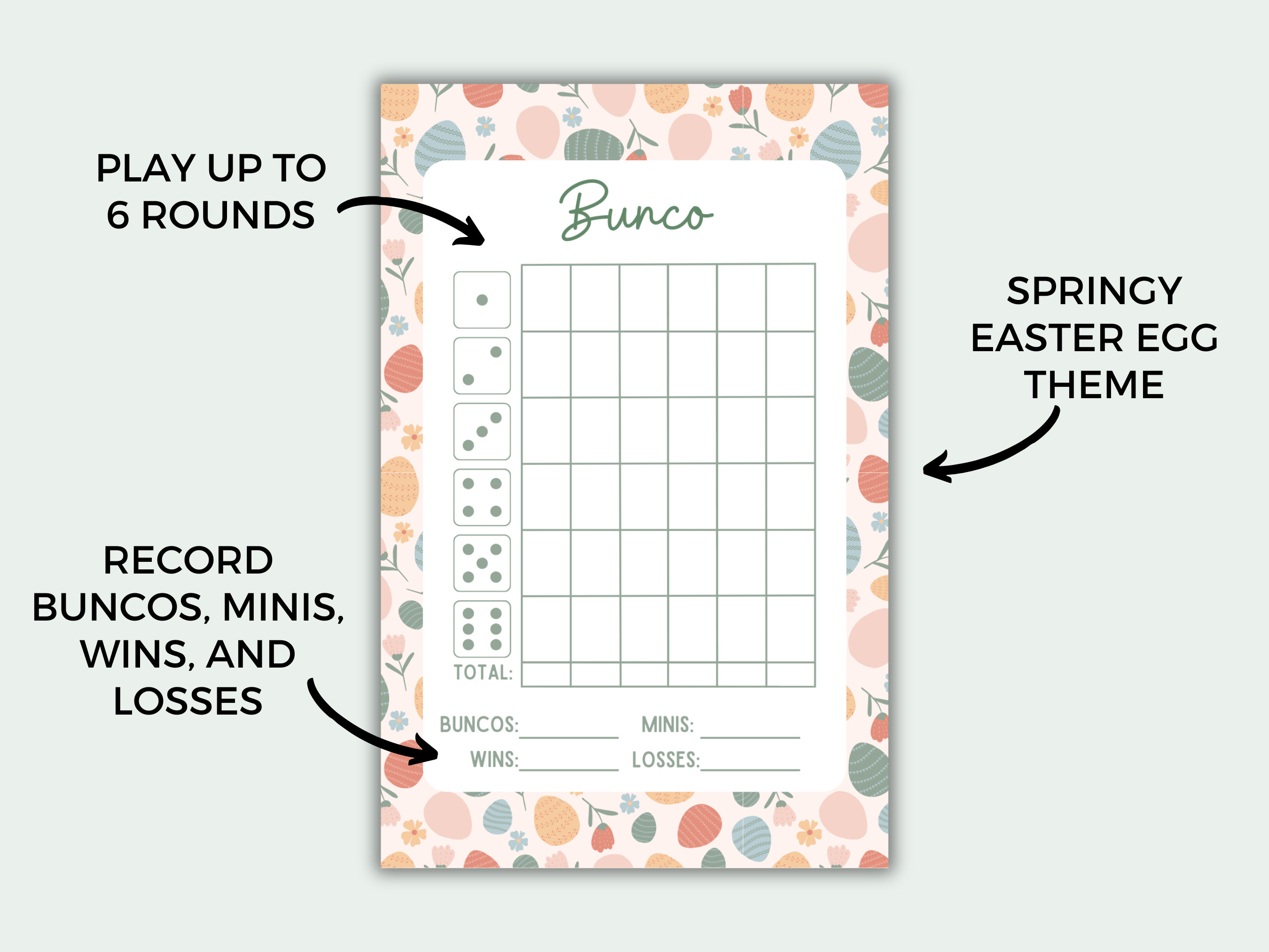 Printable Easter Egg Bunco Score Sheets | Easter March April Bunco Set ...