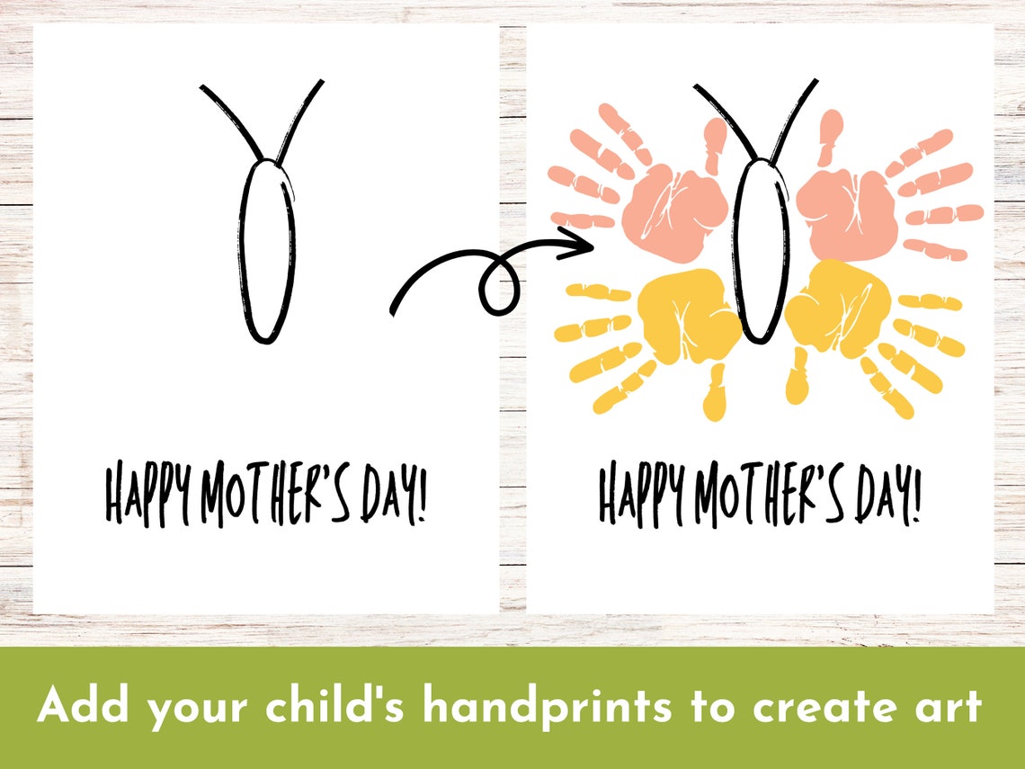 Mother's Day Printable Handprint Craft for Kids and Babies Butterfly ...