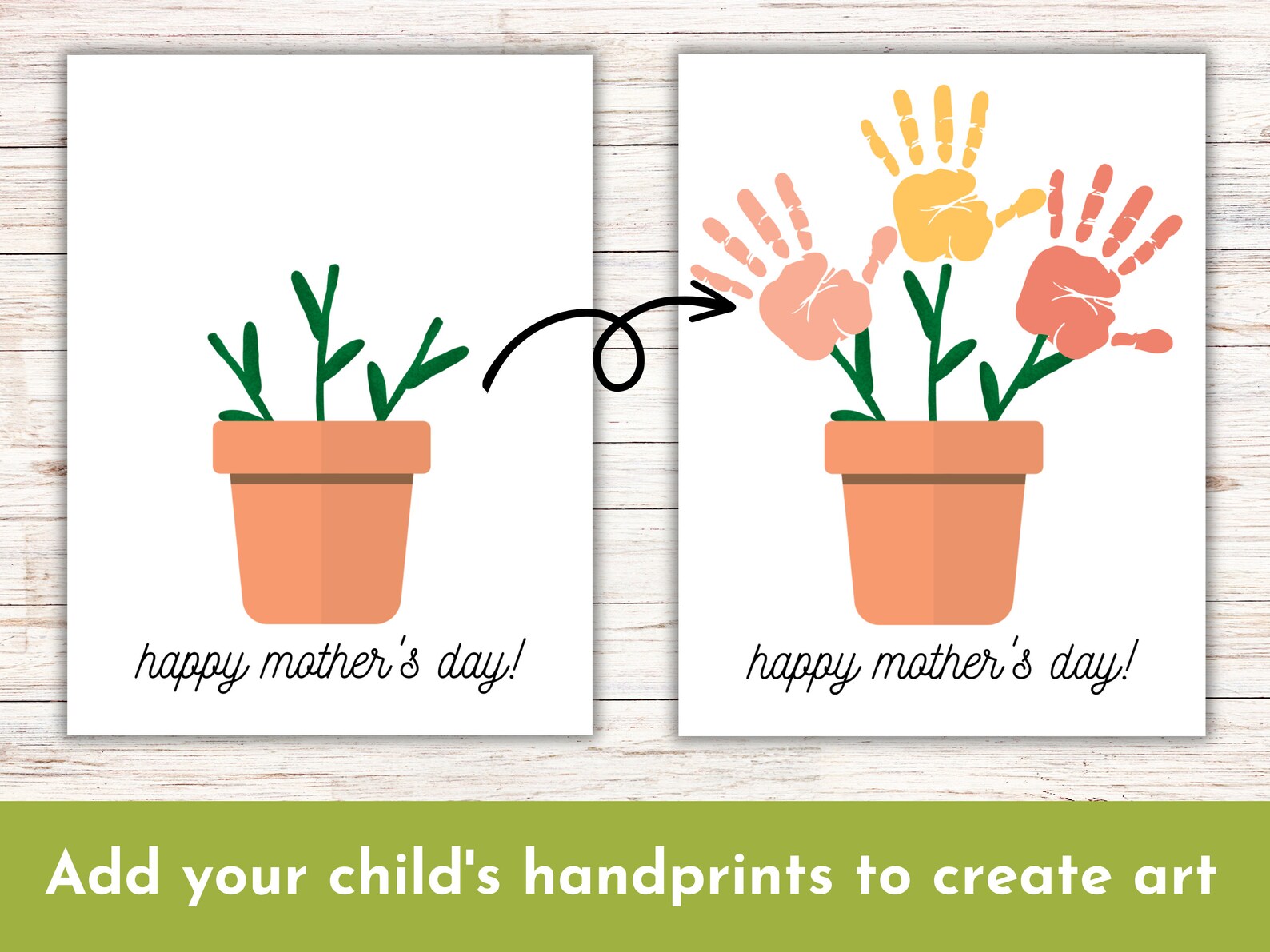 Mother's Day Printable Handprint Flower Pot Craft for Multiple Children ...