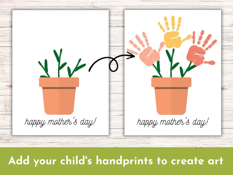 Mother's Day Printable Handprint Flower Pot Craft for Multiple Children ...