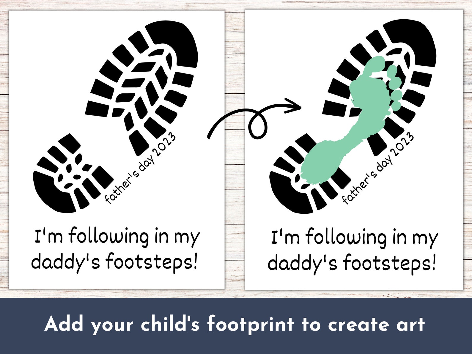 Following in Dad's Footsteps Father's Day Printable Footprint Craft for ...