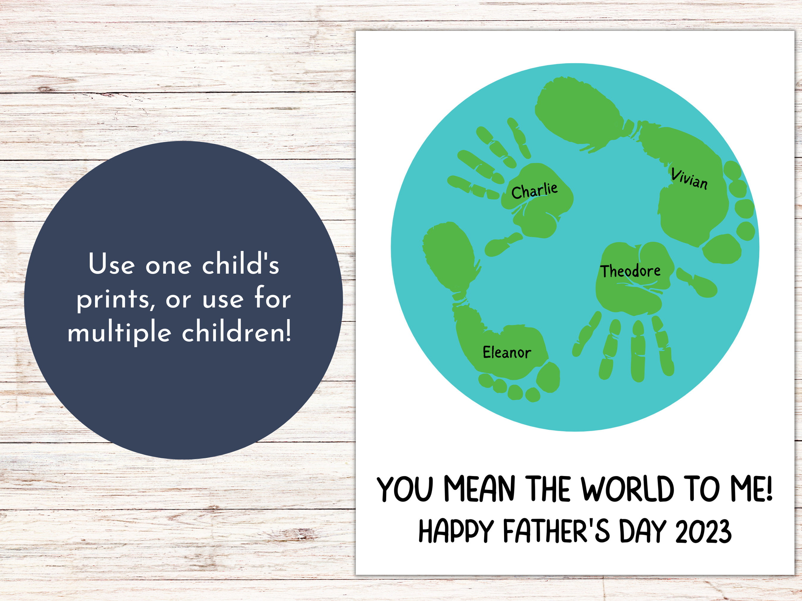 Father's Day Printable Globe Handprint and Footprint Craft for Kids ...