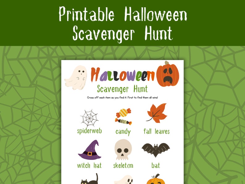 Printable Halloween Scavenger Hunt Game | Digital Download Halloween ...