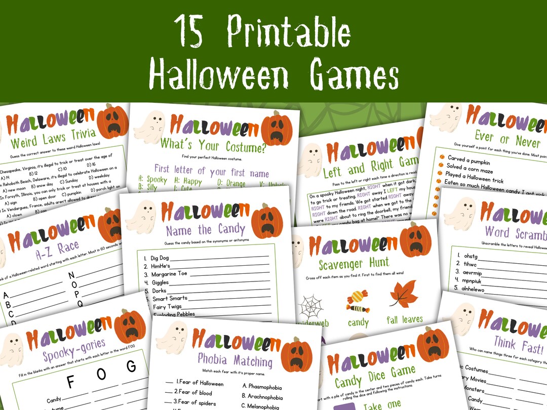Printable Halloween 15 Games Bundle | Digital Download Halloween Games ...