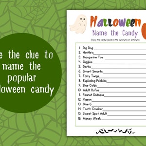 Printable Halloween Guess the Candy Game | Digital Download Halloween ...