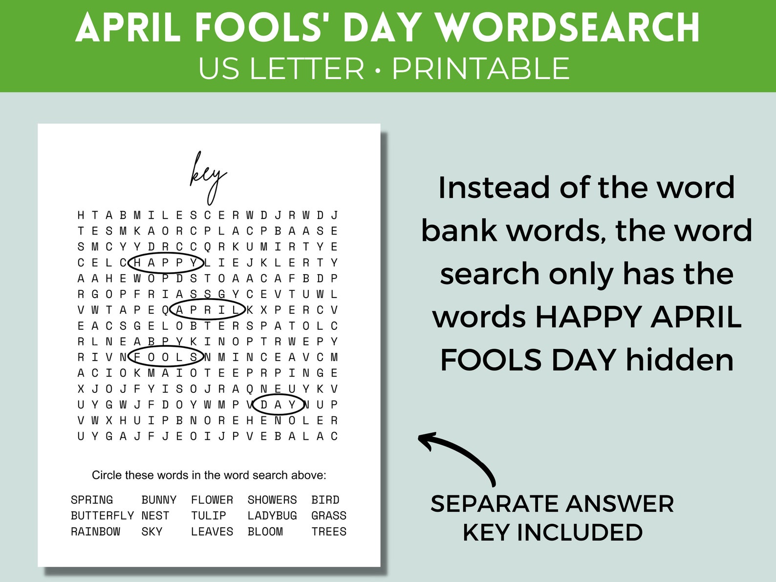 April Fools' Day Prank Printable Activities | Unsolvable Word Search ...
