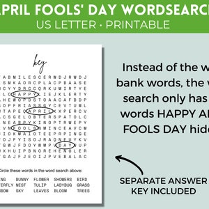April Fools' Day Prank Printable Activities | Unsolvable Word Search ...