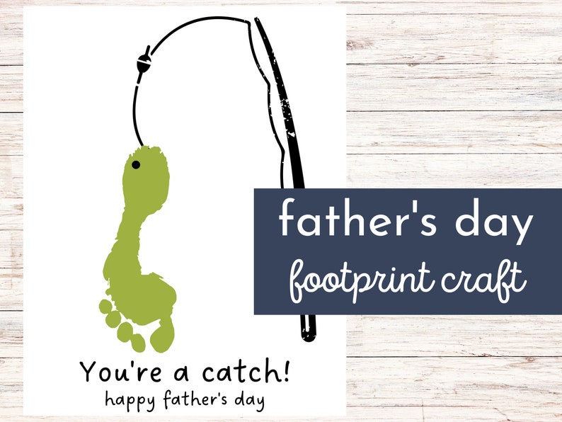 Father's Day Printable Fish Footprint Craft for Kids & Babies | Fishing ...
