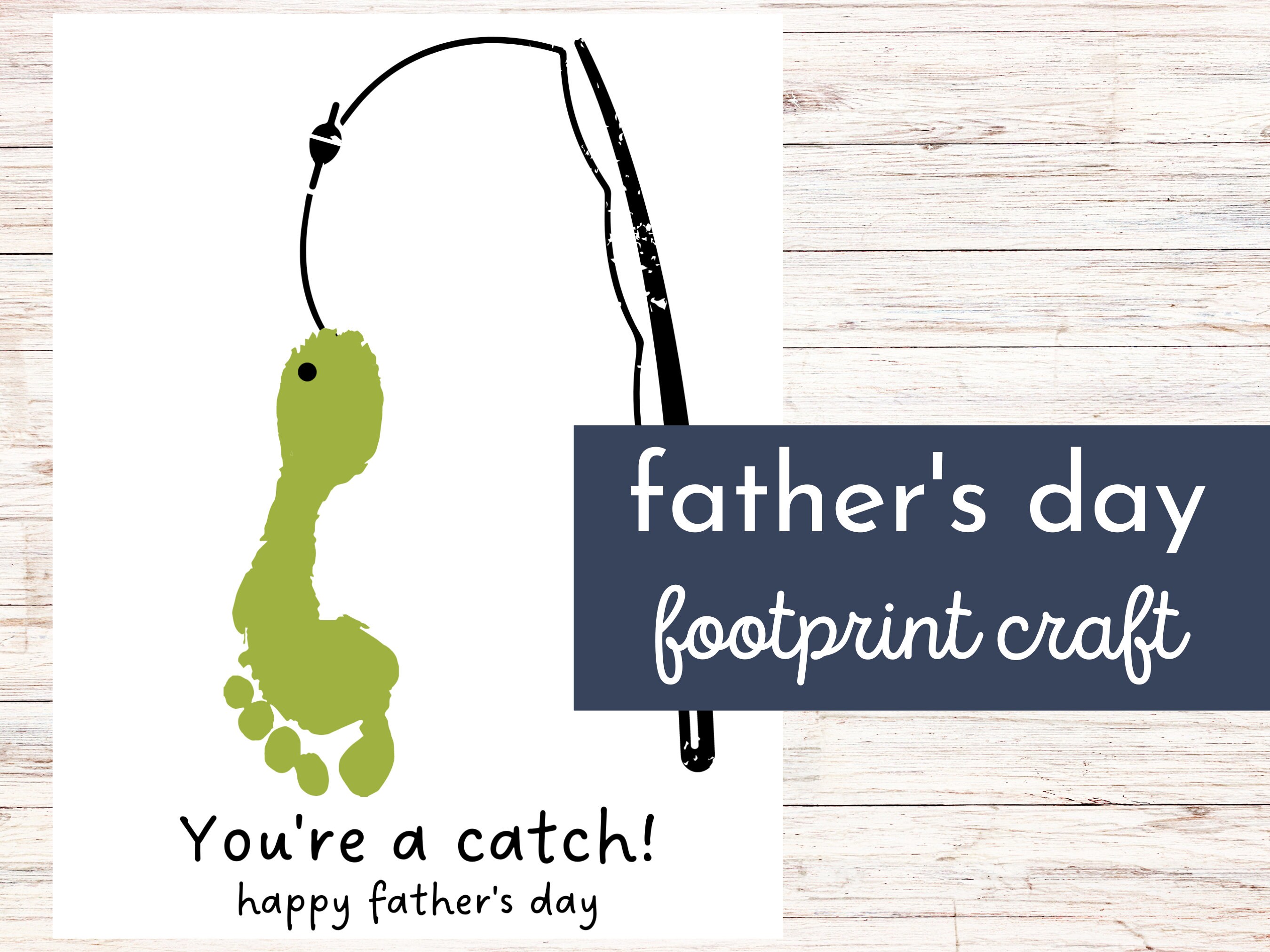 Father's Day Printable Fish Footprint Craft for Kids & Babies | Fishing ...