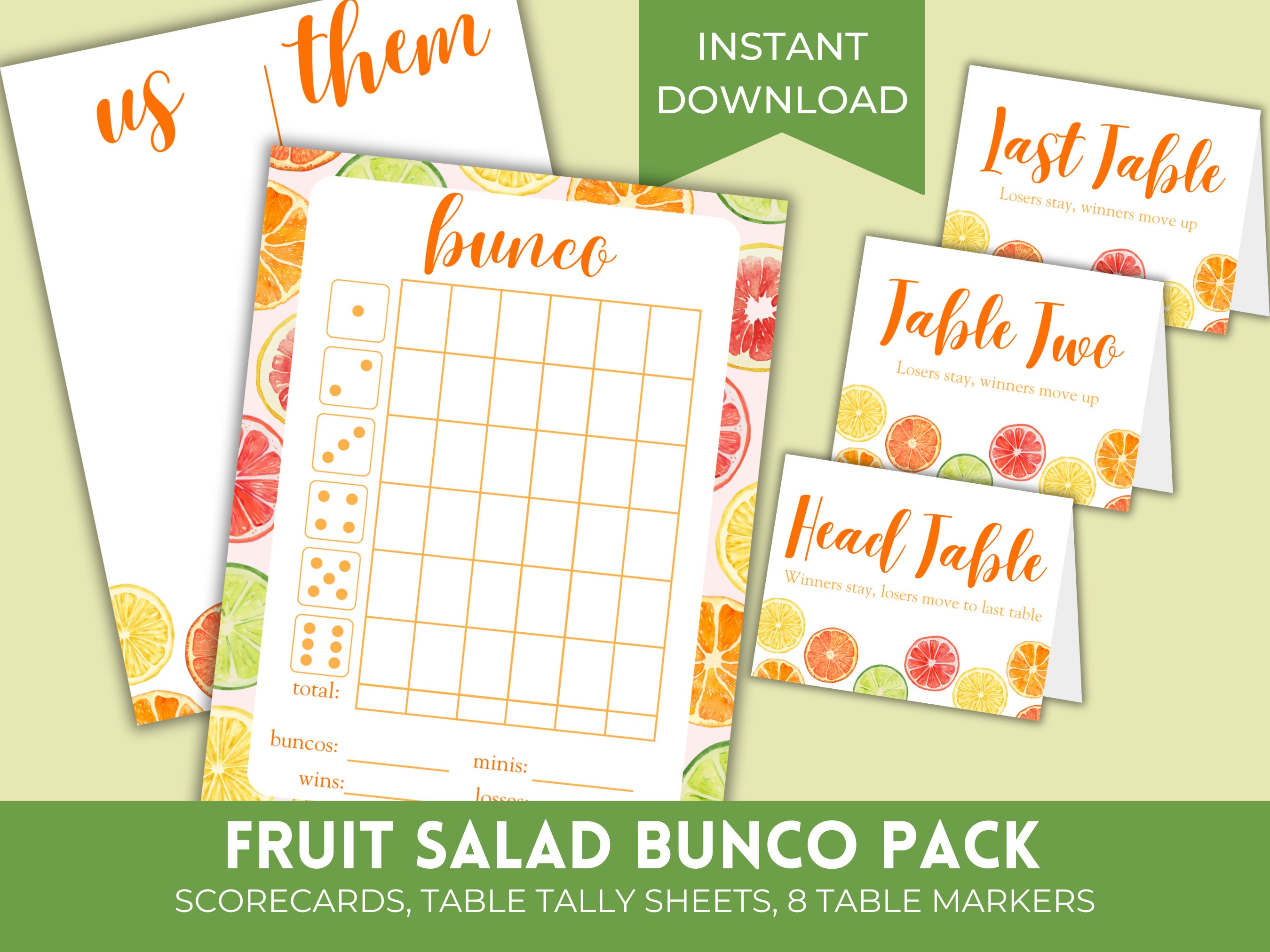 Printable Fruit Bunco Score Sheets | Summer Lemonade May June July ...