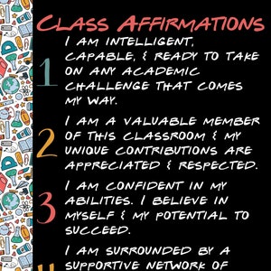Middle/high School Class Affirmations Poster (digital Download) - Etsy