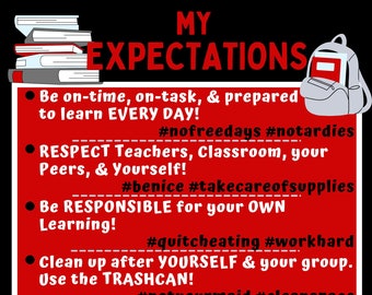 High School or Middle School Classroom Rules/expectations Poster Teal ...