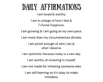 Daily Affirmations A4, A5, & A6 (NEW FONT) Digital Download - Etsy