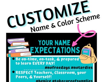 High School or Middle School Classroom Rules/expectations Poster Teal ...