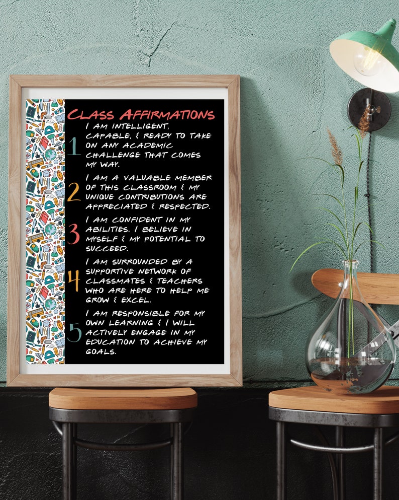 Middle/high School Class Affirmations Poster (digital Download) - Etsy